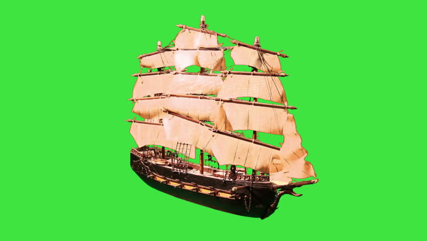 Pirate Sailboat with Green Screen. Stock Footage Video (100% Royalty ...