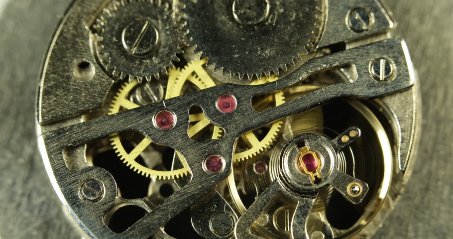 beautiful round clock mechanism chain system Stock Footage Video (100% ...