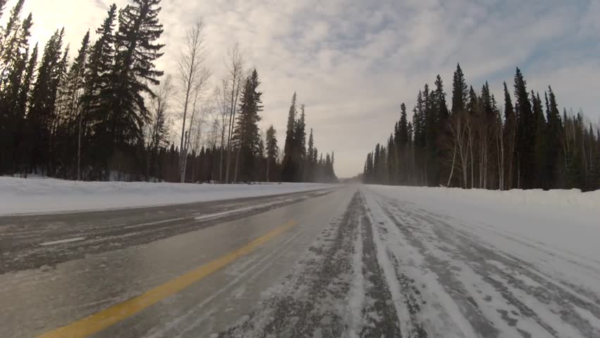 Highway Alaska Snow. View of Stock Footage Video (100% Royalty-free ...