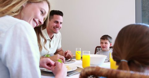Happy Young Family Talking Dinner Table Stock Footage Video (100% ...