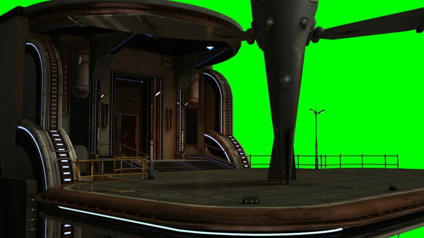 Futuristic City Spaceship Landing Platform Stock Footage Video (100% ...