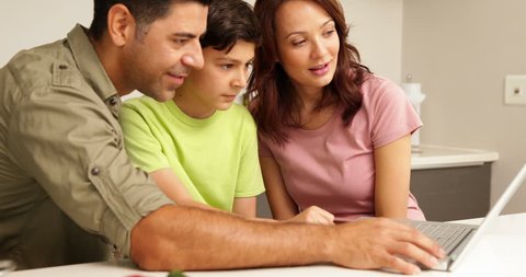 Parents Using Laptop Their Cute Son Stock Footage Video (100% Royalty ...