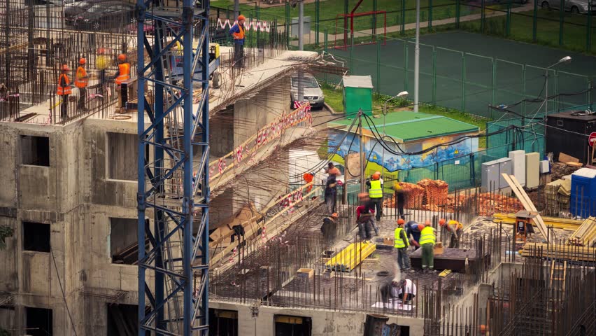 4k construction industry workers working on Stock Footage Video (100% ...