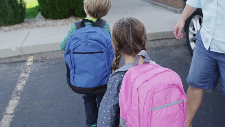 kids getting out car going school Stock Footage Video (100% Royalty ...