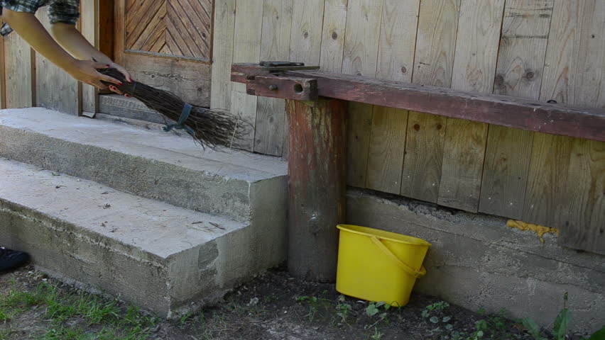 Closeup of Worker Sweep Stairs Stock Footage Video (100% Royalty-free ...