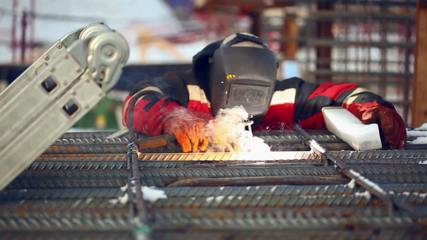 welder welding metallic framework pile skyscraper's Stock Footage Video ...