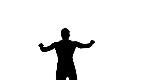 Silhouette Victorious Man On White Background Stock Footage Video (100% ...