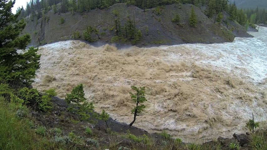 swollen river flood after natures torrential Stock Footage Video (100% ...