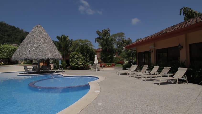 Pool, Tiki, Hut, Resort, Tropical. Stock Footage Video (100% Royalty ...