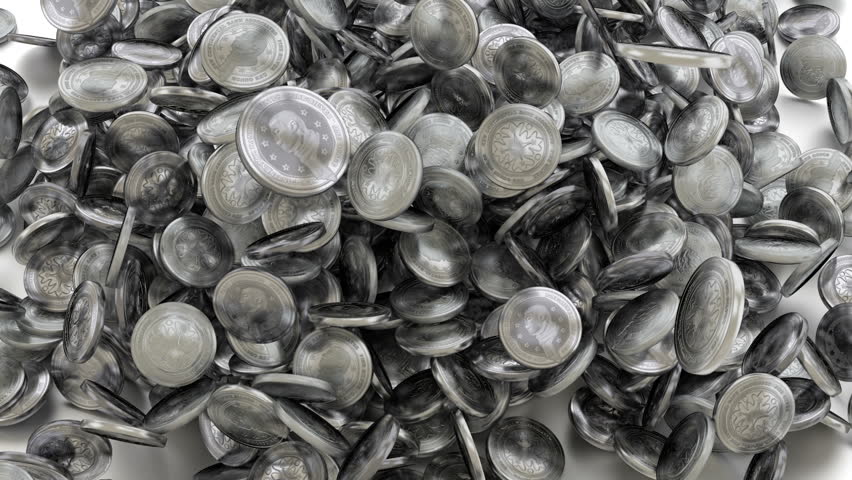 Falling Down Silver Coins. Stock Footage Video (100% Royalty-free ...