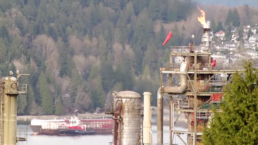 Oil Refinery Flare Stack Burning Stock Footage Video (100% Royalty-free ...