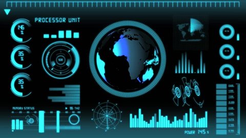 Intro Technology Computer Data Screen Globe Stock Footage Video (100% ...