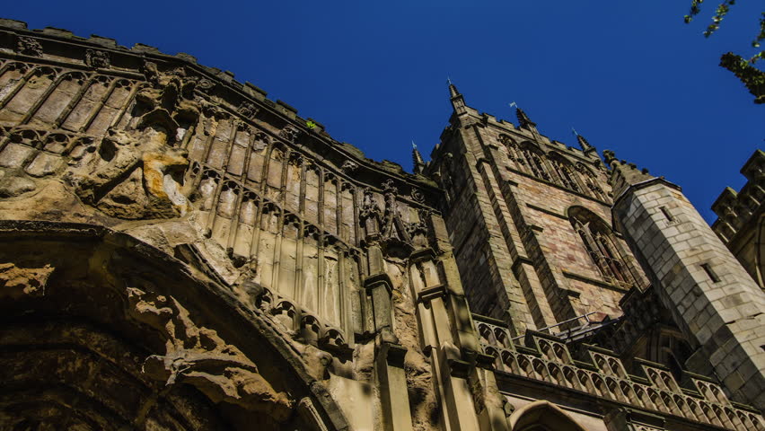 gothic church sandstone architecture details motion Stock Footage Video ...