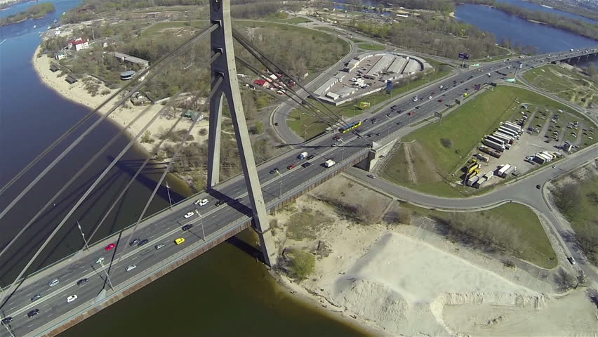 Bridge with Cars Over River Stock Footage Video (100% Royalty-free ...