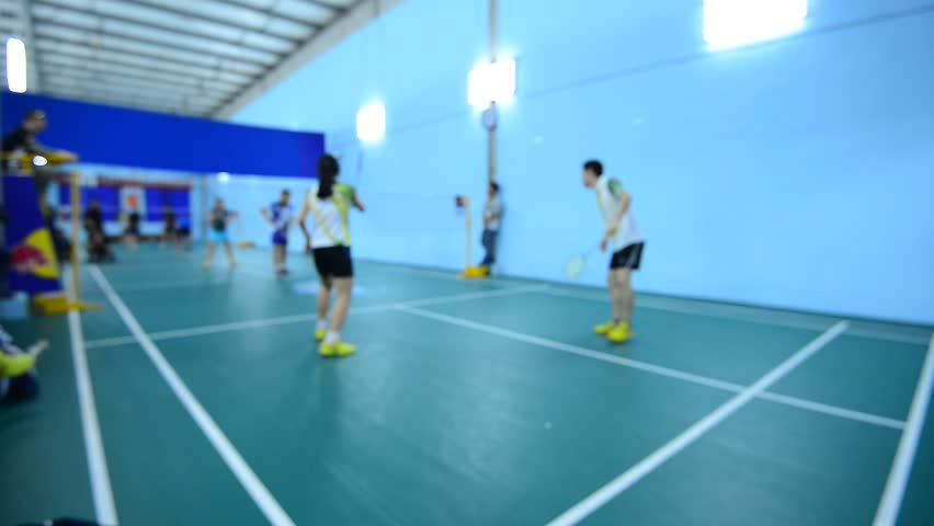 Badminton Courts with Players Competing Stock Footage Video (100% ...