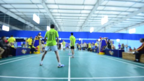 Badminton Courts Players Competing Indoor Stock Footage Video (100% ...