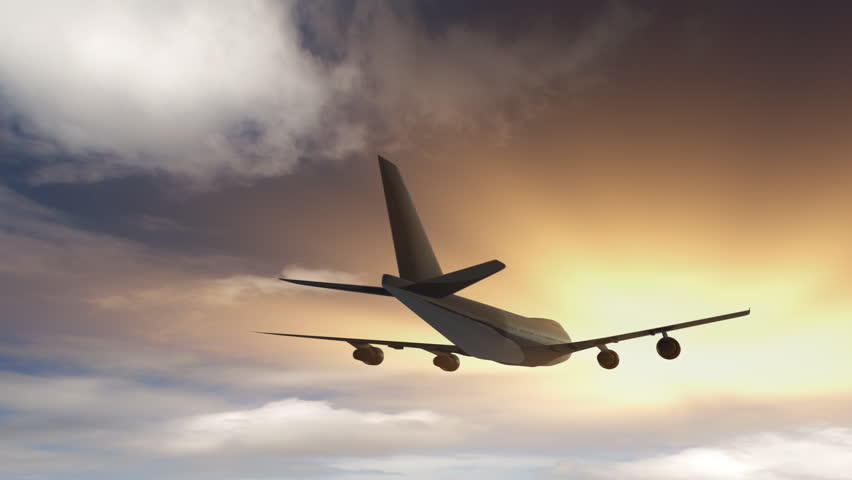 sunset jet boeing 747 jumbo flies Stock Footage Video (100% Royalty ...