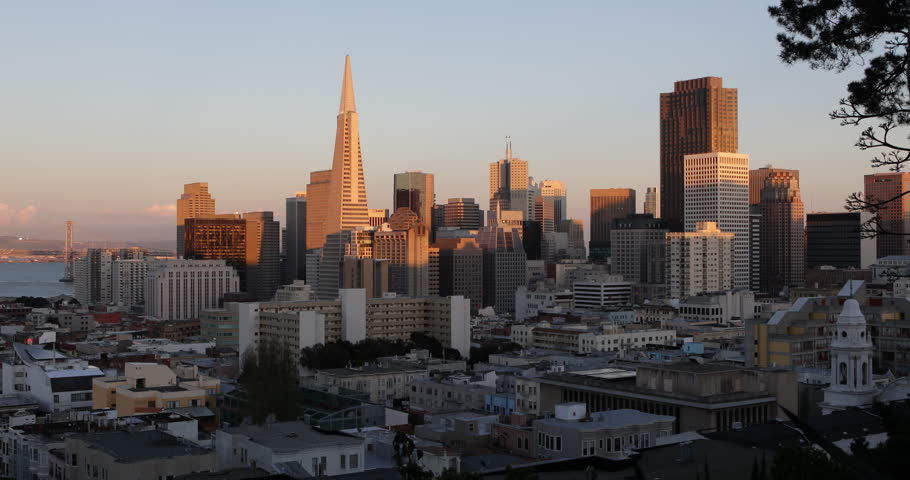 Beautiful Sunset San Francisco Skyline Stock Footage Video (100% ...