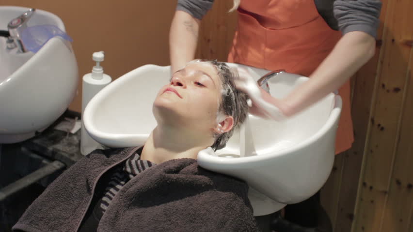 Woman Gets Her Hair Washed Stock Footage Video (100% Royalty-free ...