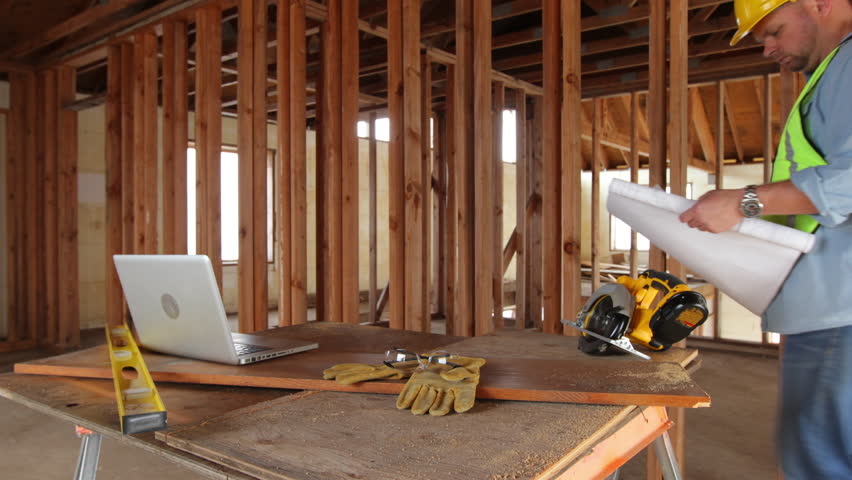 Construction Worker Using Laptop Computer, Stock Footage Video (100% ...