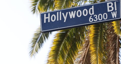 Traffic Pedestrian Crosswalk Hollywood Street Sign Stock Footage Video ...