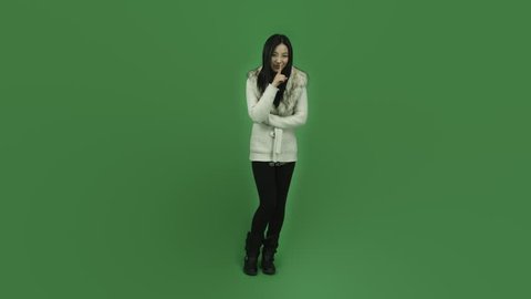 Asian Girl Young Adult Isolated Greenscreen Stock Footage Video (100% ...