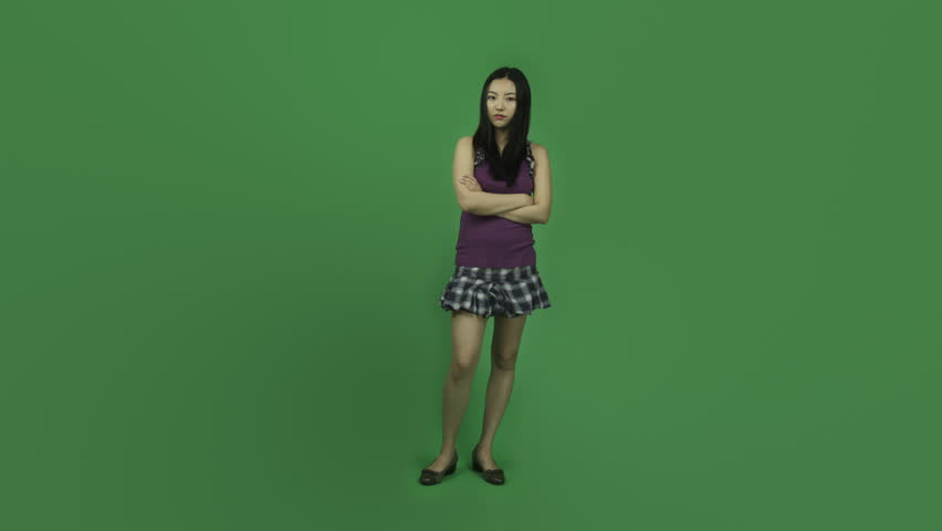 Asian Student Girl Isolated Greenscreen Stock Footage Video (100% ...