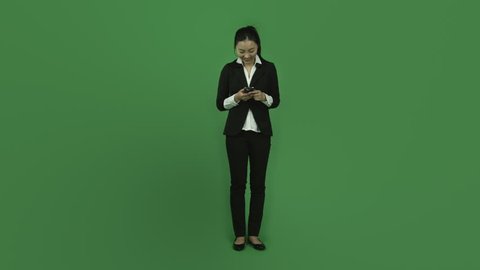 asian business woman isolated greenscreen green Stock Footage Video ...