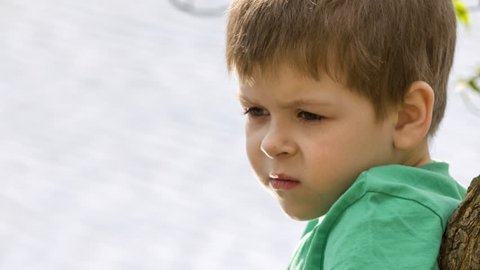 Little Boy Portrait On Background Glare Stock Footage Video (100% ...