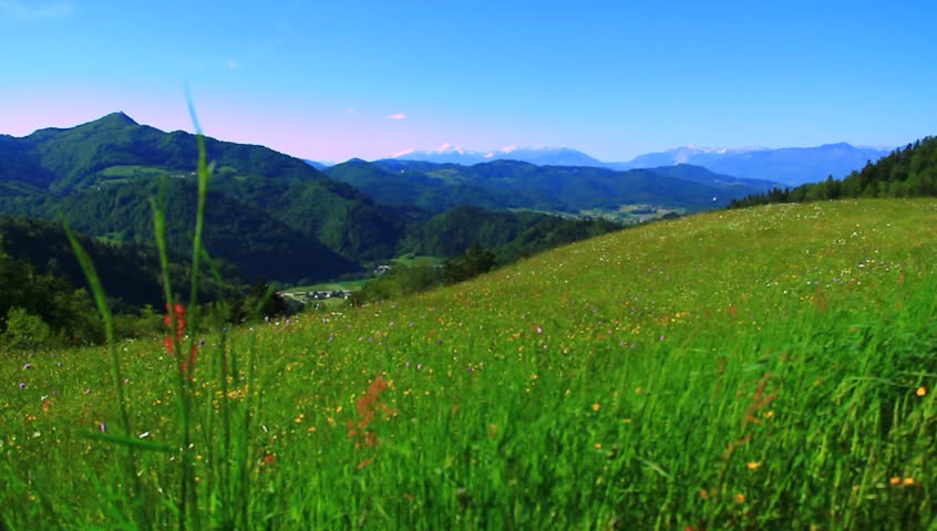 Mountains, Pasture and Beautiful Nature Stock Footage Video (100% ...