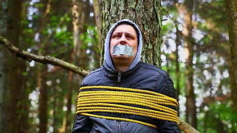 Man Tied Tree Forest Episode 2 Stock Footage Video (100% Royalty-free ...