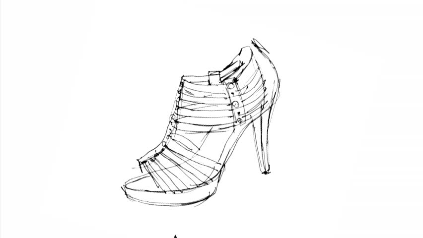 Hand Drawn Lady Shoe. Stock Footage Video (100% Royalty-free) 6333446 ...