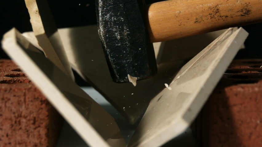 Hammer Smashing a Tile Over Stock Footage Video (100% Royalty-free ...