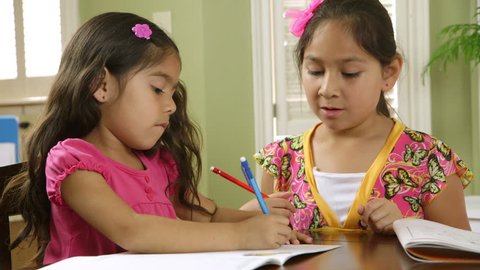 Two Cute Little Hispanic Sisters Talk Stock Footage Video (100% Royalty ...