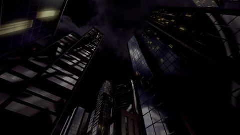 Computer Generated City Night Windows Building Stock Footage Video (100 ...