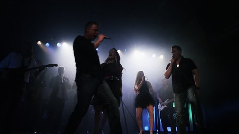 Panning Shot Singers Musicians Performing On Stock Footage Video (100% ...