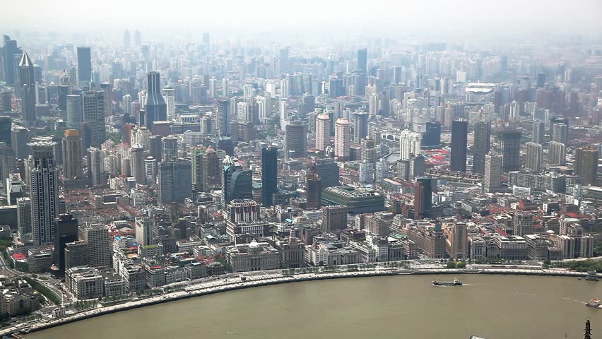 Aerial View, Panorama of Shanghai Stock Footage Video (100% Royalty ...