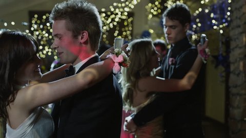 Medium Shot Couples Dancing On Prom Stock Footage Video (100% Royalty ...