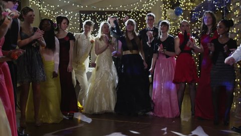 Wide Shot Students Dancing On Prom Stock Footage Video (100% Royalty ...
