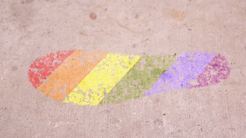 Stepping Shoe Leaves Lgbt Flag Footprint Stock Footage Video (100% ...