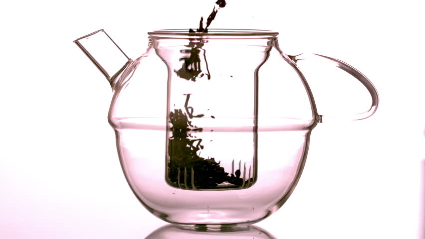 loose tea falling into glass teapot Stock Footage Video (100% Royalty ...