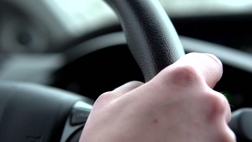 hand driver gripping steering wheel slow Stock Footage Video (100% ...