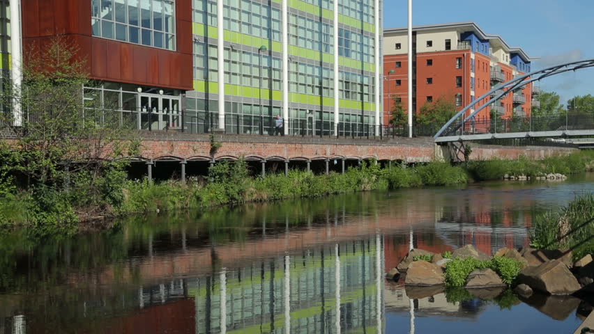 Riverside Exchange, Business District, River Stock Footage Video (100% ...