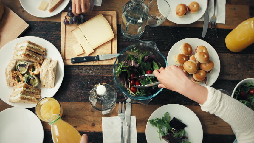 group young people eating organic lunch Stock Footage Video (100% ...