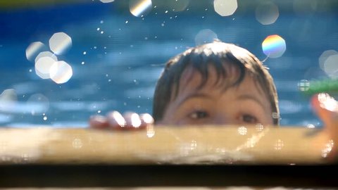 Inside Pool Young Caucasian Boy Dives Stock Footage Video (100% Royalty ...
