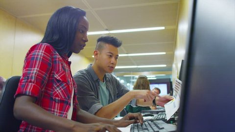 Young Group College Students Working Computer Stock Footage Video (100% ...