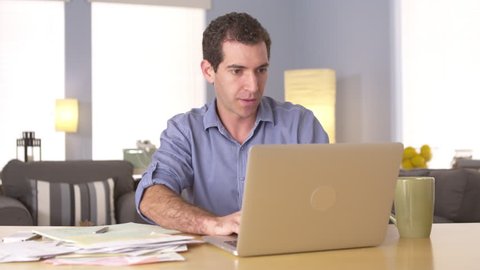 Man Doing His Taxes Desk Stock Footage Video (100% Royalty-free ...