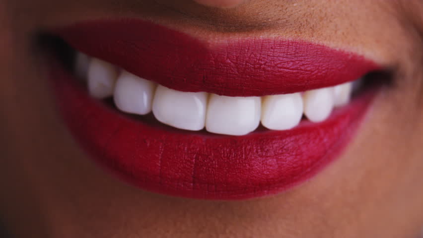 extreme close lips blowing kiss smiling Stock Footage Video (100% ...