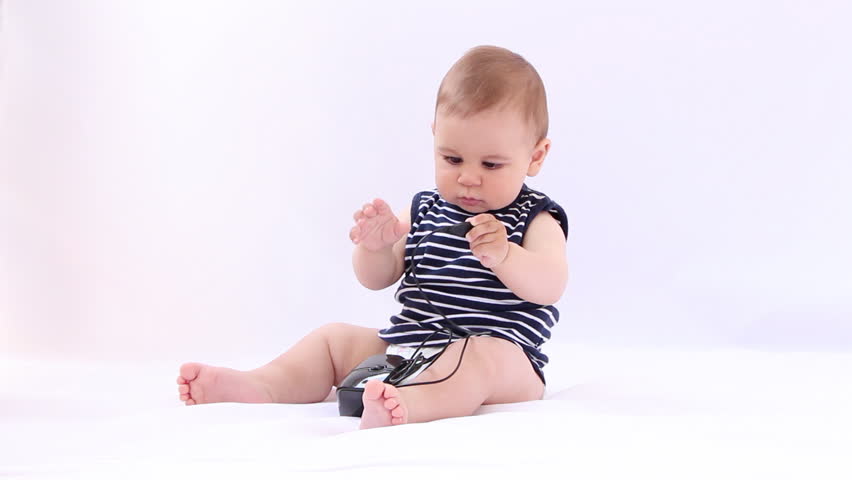 baby boy playing puzzle computer mouse Stock Footage Video (100% ...