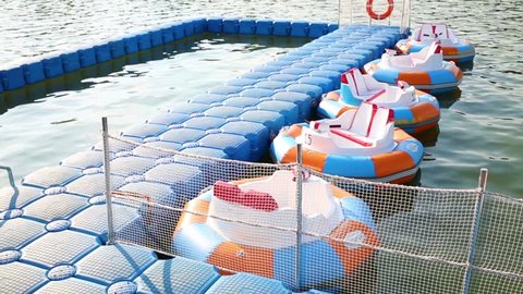 Round Inflatable Boat Electric Motor Stand Stock Footage Video (100% ...